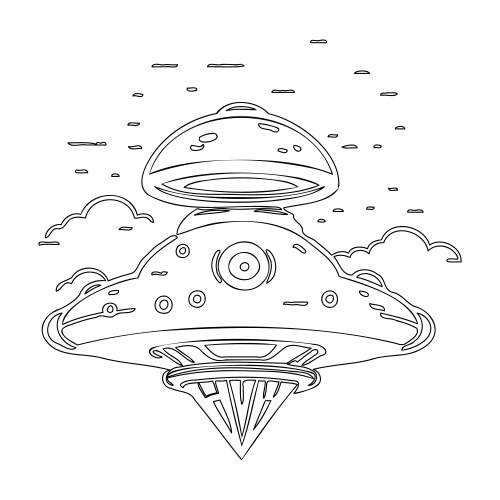 Ufo outline sketch Royalty Free Vector Image - VectorStock