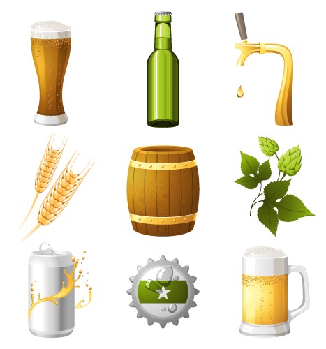 Beer set Royalty Free Vector Image - VectorStock