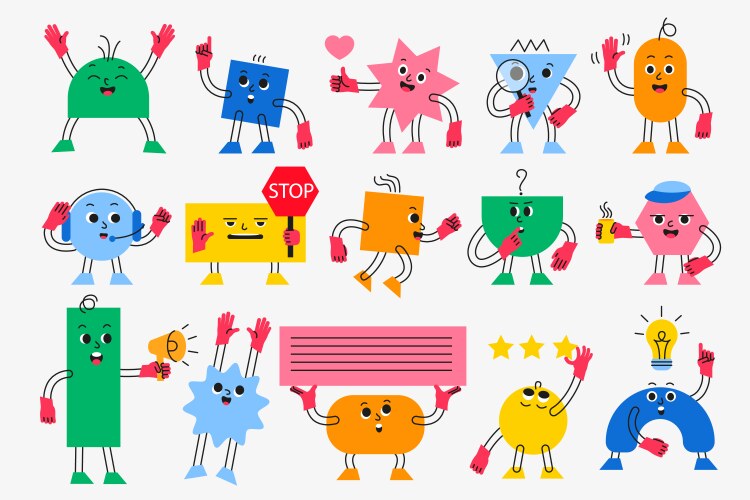 Abstract characters geometric comic creature Vector Image