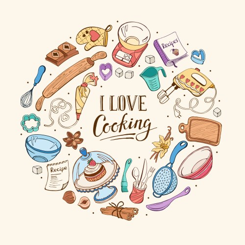 I love cooking poster Royalty Free Vector Image