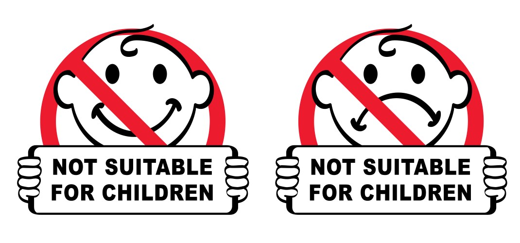 Not suitable for kids under specific age limit Vector Image