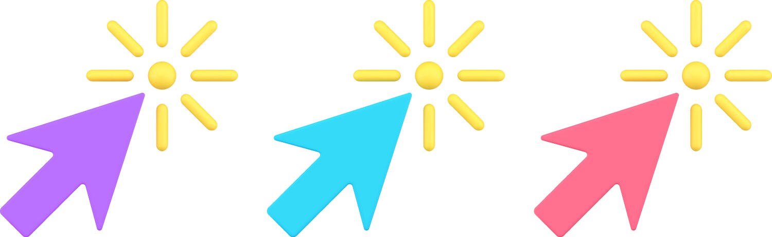 Mouse Cursor Simple Flat Color Icons Set Vector Image