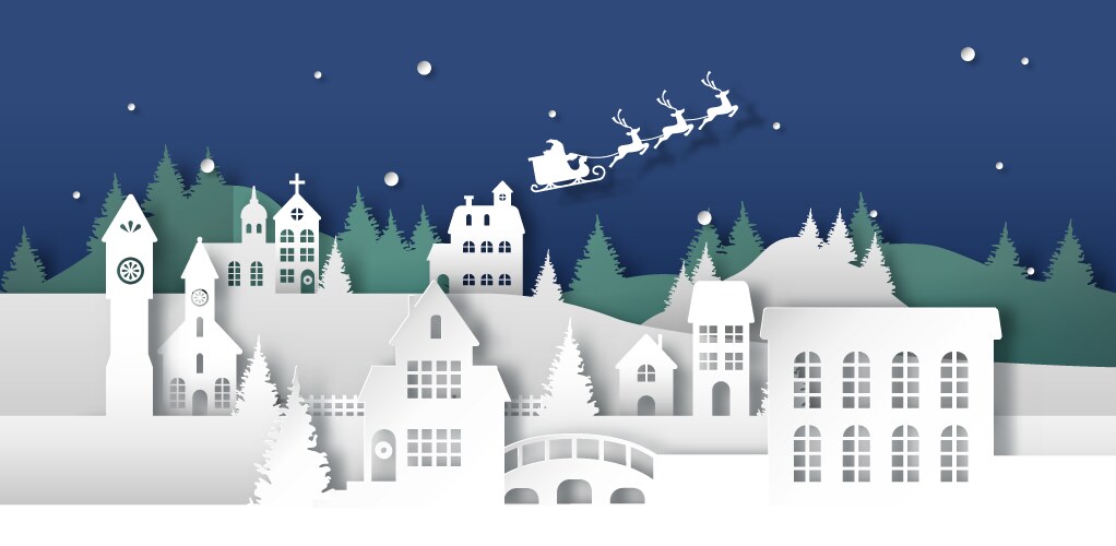 Paper Cut Winter Christmas City – Royalty-Free Vector | VectorStock