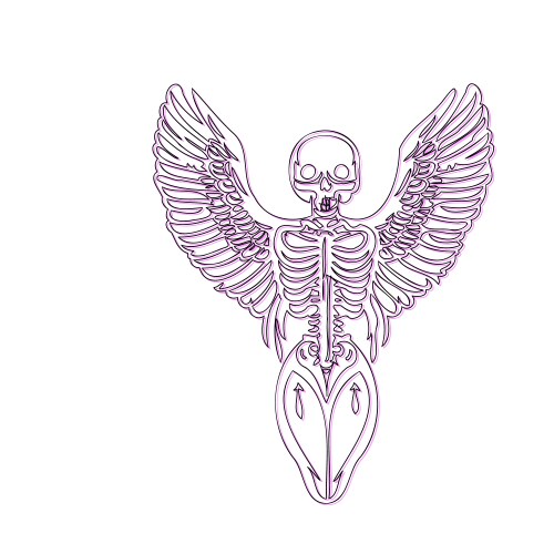 Skeleton angel outline sketch purple Royalty Free Vector