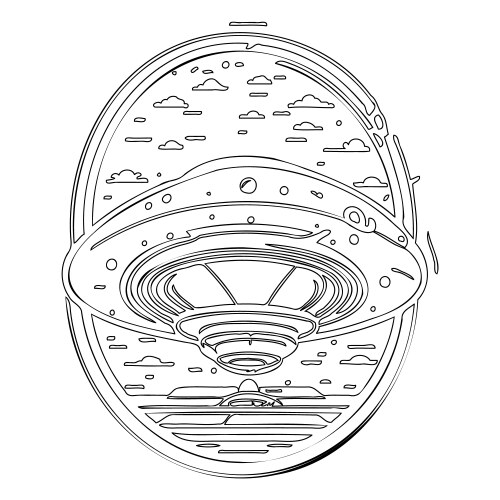 Ufo outline sketch Royalty Free Vector Image - VectorStock