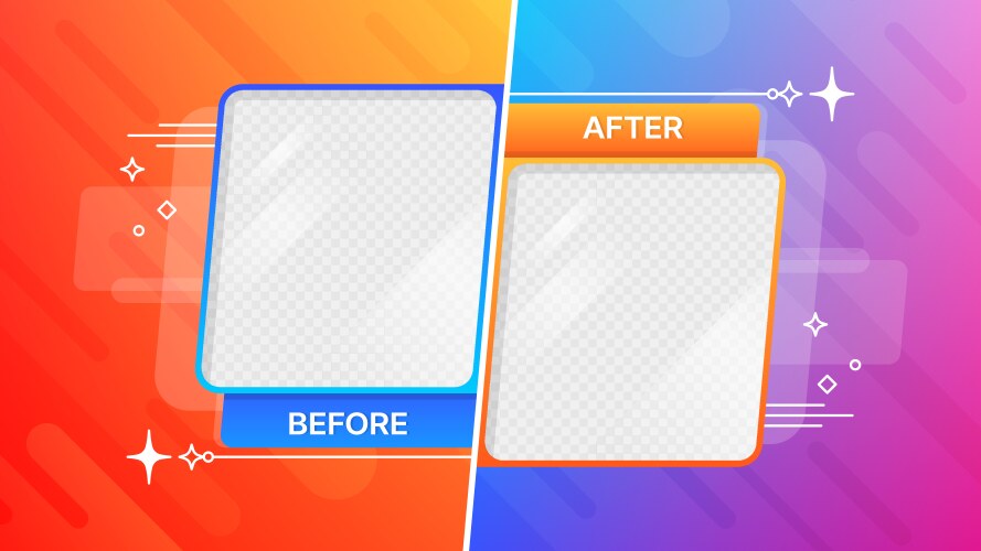 Before after template background frame Royalty Free Vector