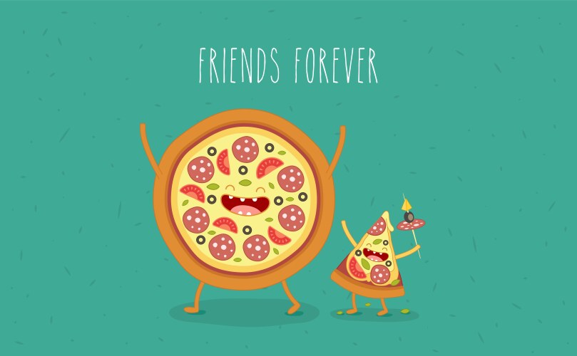 Cartoon fast food friends forever Royalty Free Vector Image