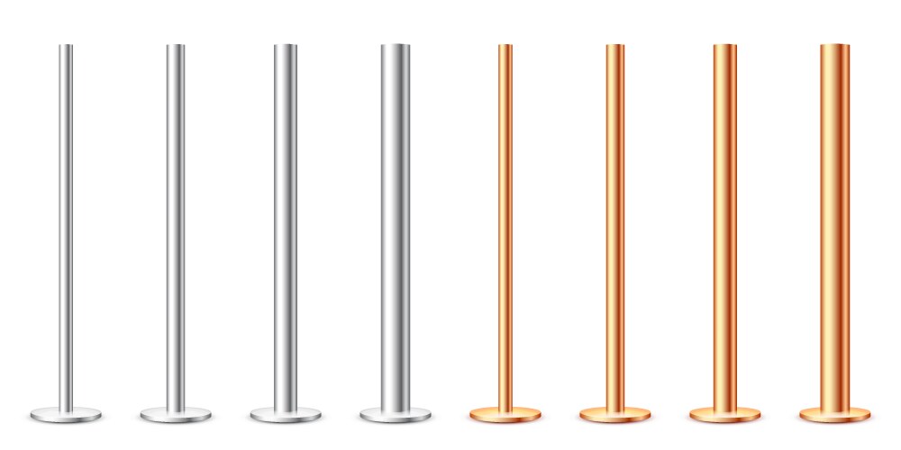 Metal steel poles and pillars realistic set Vector Image