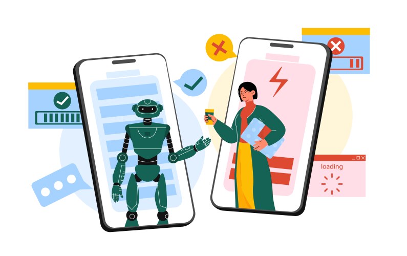 Human vs robot Royalty Free Vector Image - VectorStock