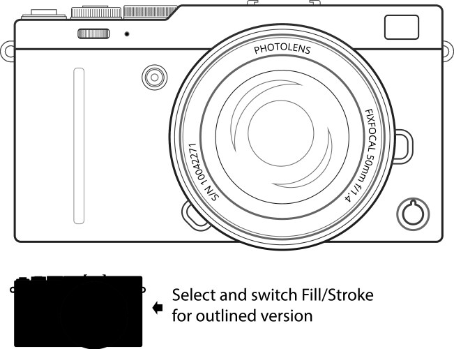 Dslr camera outline Royalty Free Vector Image - VectorStock
