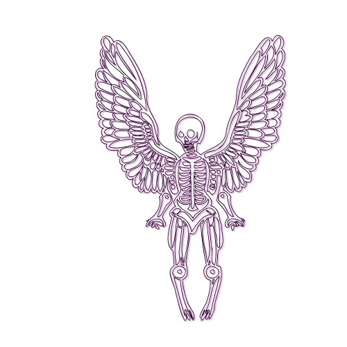Skeleton angel outline sketch purple Royalty Free Vector