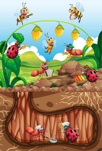 Insect playing in playground Royalty Free Vector Image