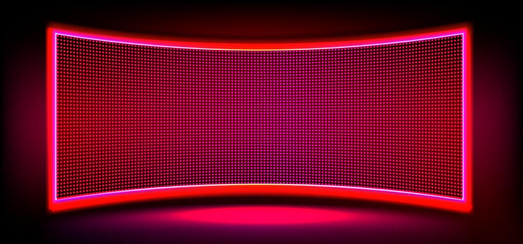 Curved led screen digital stadium scene glowing Vector Image
