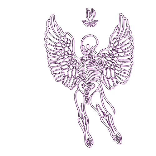 Skeleton angel outline sketch purple Royalty Free Vector