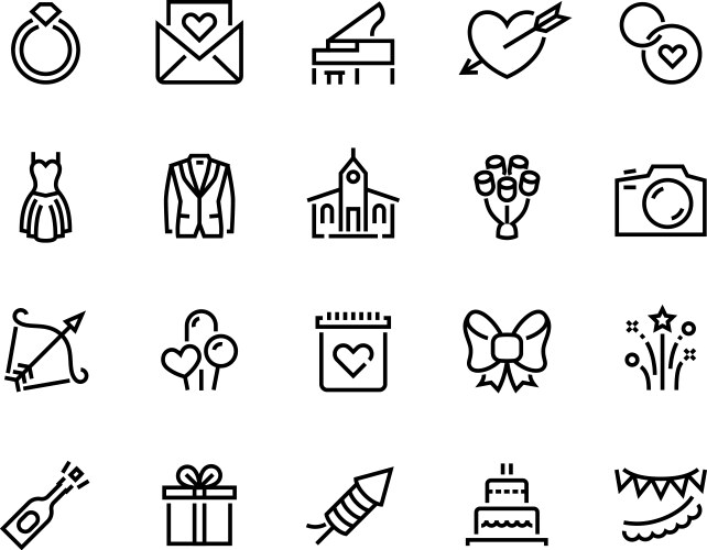 Wedding icons set Royalty Free Vector Image - VectorStock