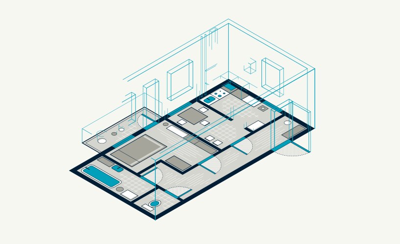 Floorplan implementation drawing with pencil flat Vector Image