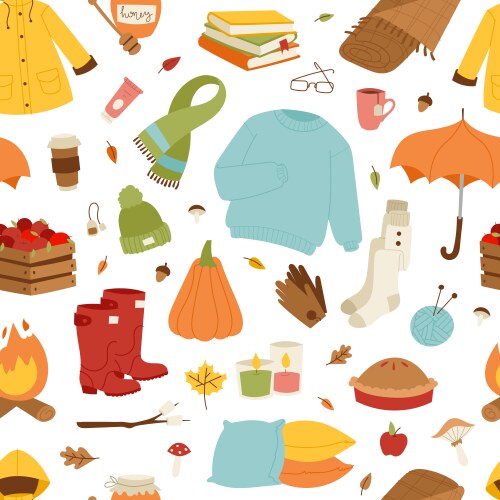 Autumn objects theme set 1 Royalty Free Vector Image