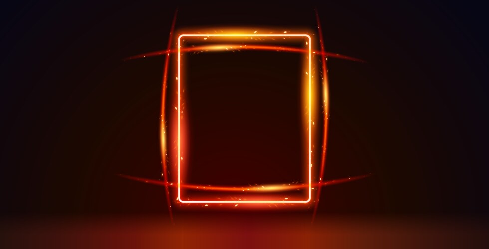 Glowing fire bright rectangle frame Royalty Free Vector