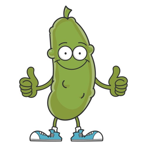 Pickle thumbs up cartoon character Royalty Free Vector Image
