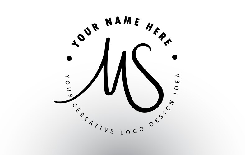 Ms handwritten letters logo design with circular Vector Image