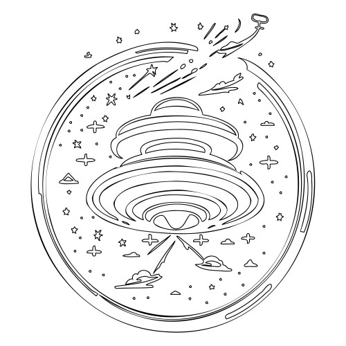 Ufo outline sketch Royalty Free Vector Image - VectorStock