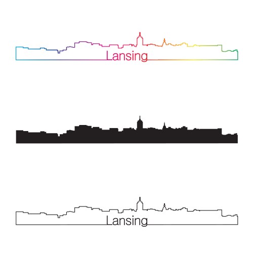 Detroit skyline linear style with rainbow Vector Image
