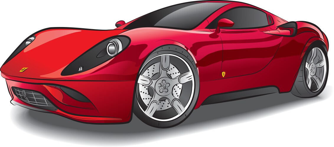 Red hot european style sports-car cartoon Vector Image