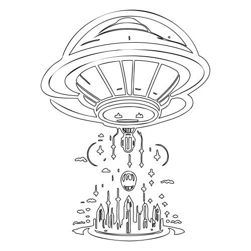 Ufo outline sketch Royalty Free Vector Image - VectorStock