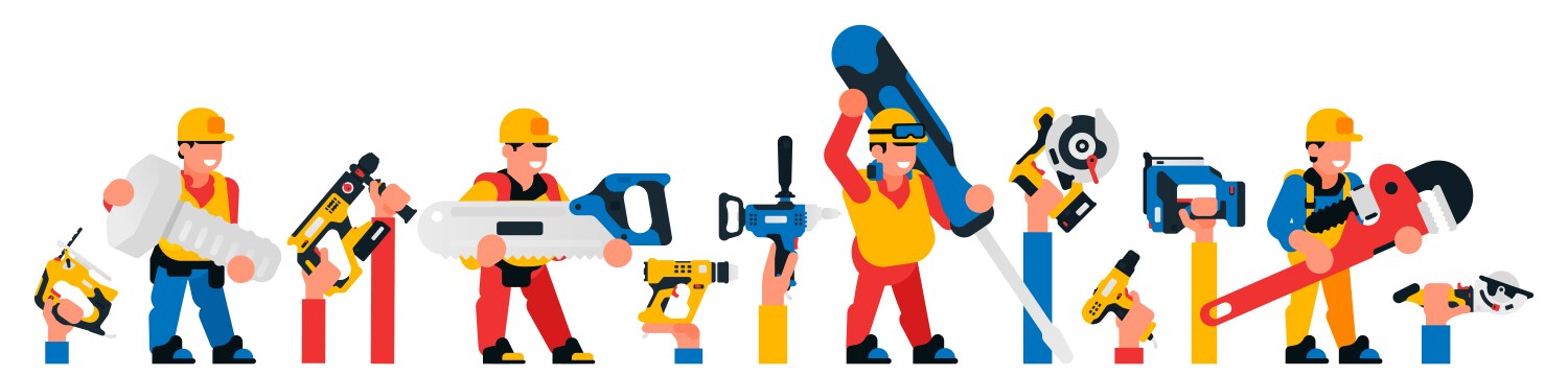 Construction workers set repair service employees Vector Image