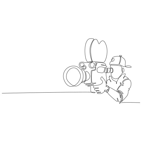 Continuous one line drawing professional camera Vector Image