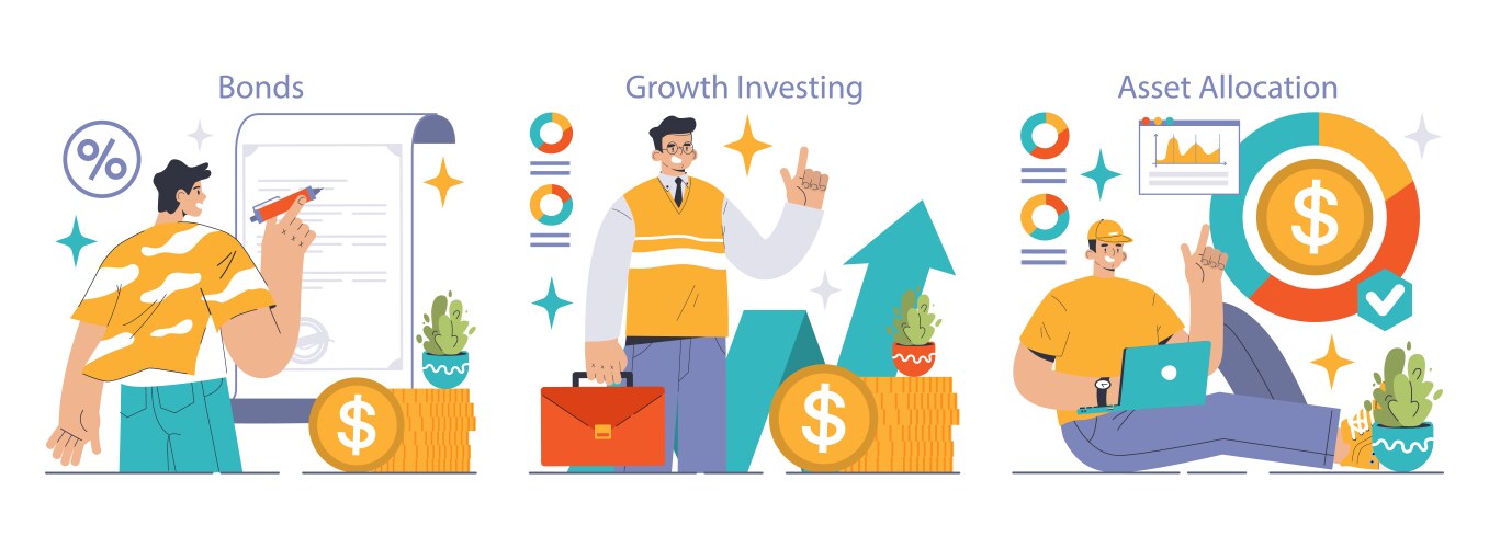 Investment objectives set financial goals through Vector Image
