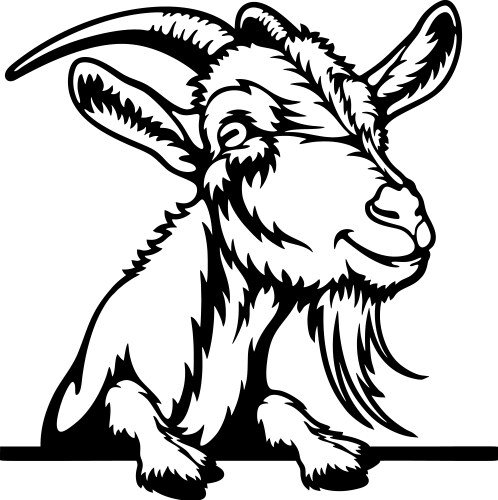 Peeking goat - funny farm animal stencil Vector Image