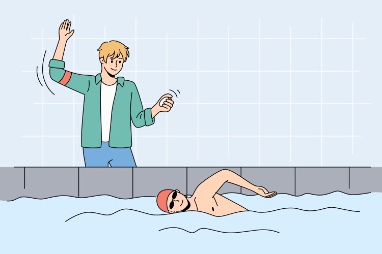 Cartoon girl swimming Royalty Free Vector Image