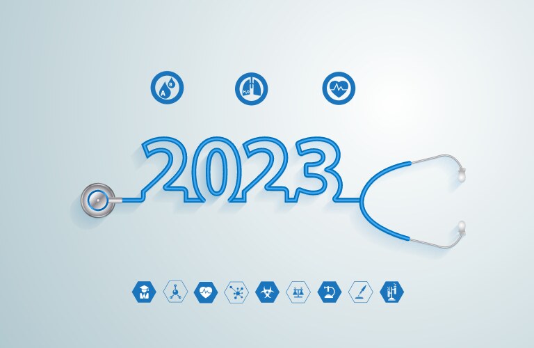 Abstract liquid shapes design with number 2023 Vector Image