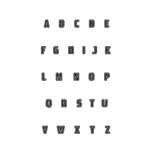 Alphabet set with double outline 1 Royalty Free Vector Image