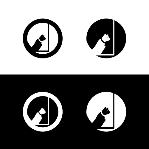 Black cat circle logo creative Royalty Free Vector Image