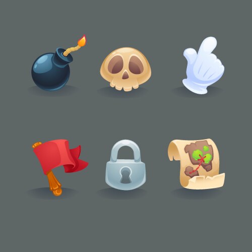 Mobile game ui collection of icons and buttons Vector Image