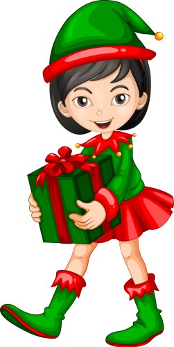 Cute elf girl carrying backpack Royalty Free Vector Image