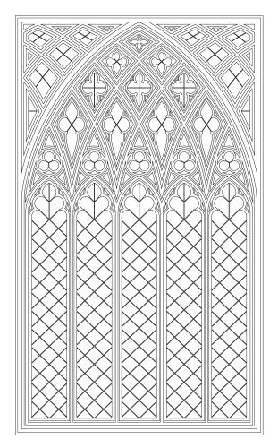 Gothic window outline template coloring Royalty Free Vector