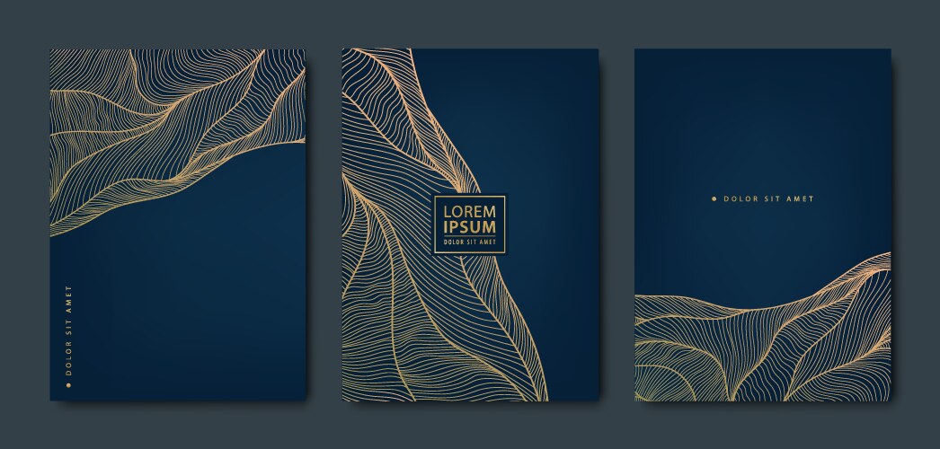 Set abstract linear shapes golden art Royalty Free Vector