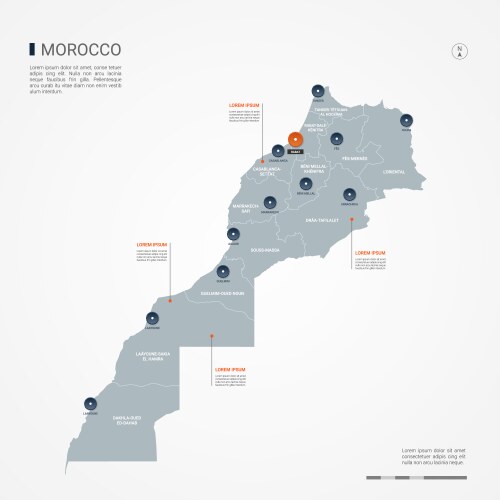 Map of morocco western sahara high detailed Vector Image