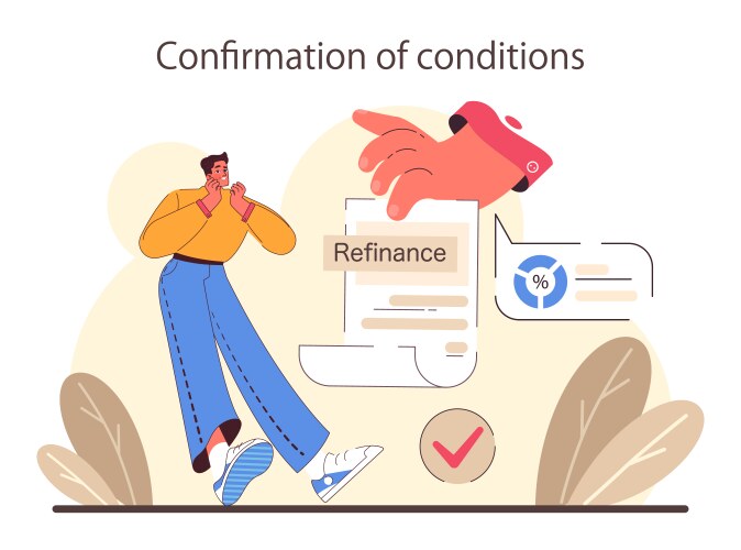 Refinance process icon set loan rate reduction Vector Image