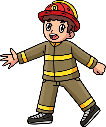 Firefighter with a donut cartoon colored clipart Vector Image