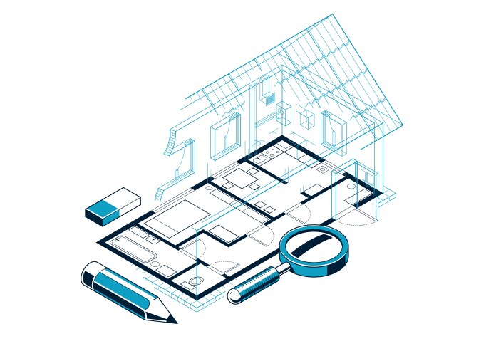 House floorplan drawing with pencil residential Vector Image