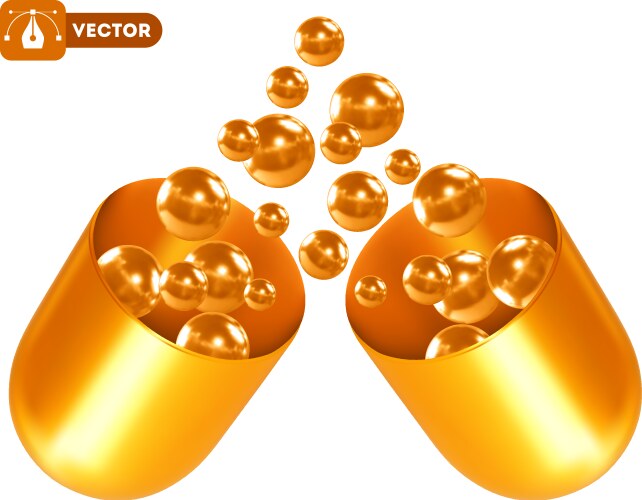 Multivitamin capsule pill open shell Royalty Free Vector
