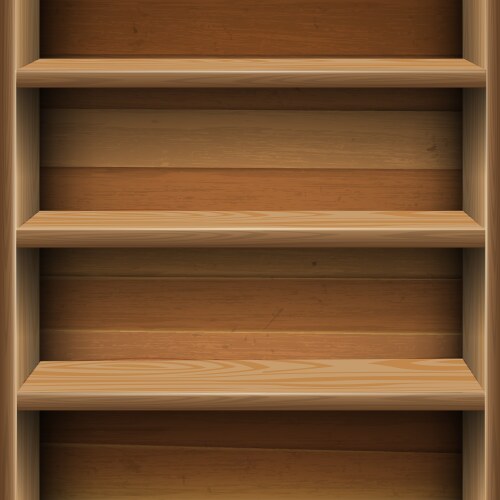 3d wooden shelves Royalty Free Vector Image - VectorStock