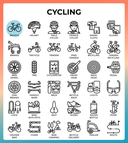 Black bicycle part icons set Royalty Free Vector Image