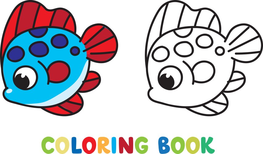 Sea theme puffer fish coloring book Royalty Free Vector