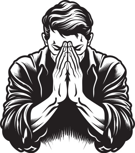 Pious portraits elegant praying man hands Vector Image