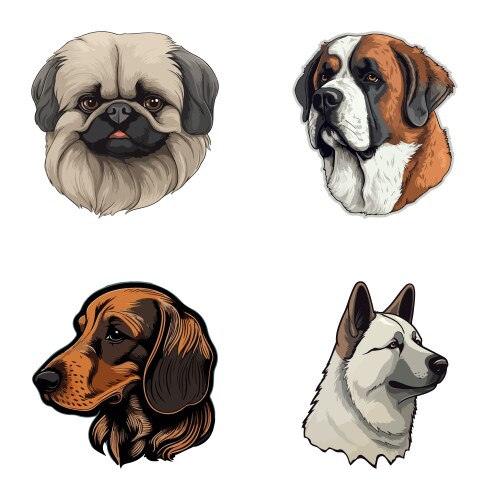 Dog stickers flat icon set isolated on white Vector Image